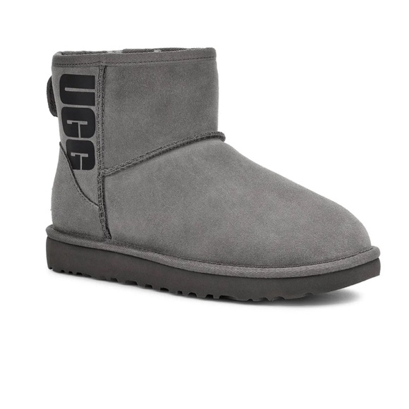 UGG | Shoes | Ugg Mini Classic Logo Bootgrey Suede | Poshmark